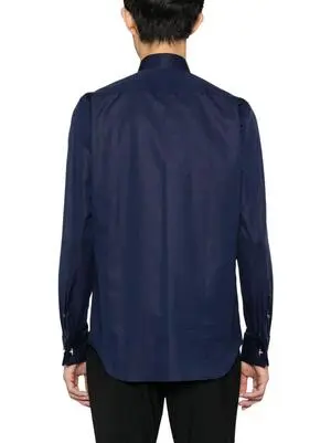 Canali Pleat Detailing Cotton Shirt - Blue
