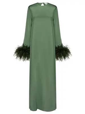 Sleeper Suzi Feather-detailed Maxi Dress - Green