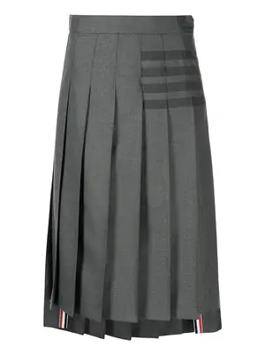 Thom Browne 4-bar Stripe Pleated Skirt - Grey