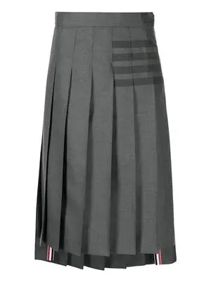 Thom Browne 4-bar Stripe Pleated Skirt - Grey