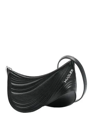 MUGLER Debossed Shoulder Bag - Black