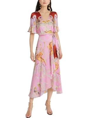 TEMPERLEY LONDON Carline-print Wrap Dress - Pink