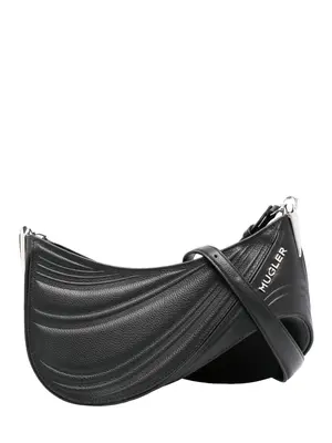 MUGLER Debossed Shoulder Bag - Black