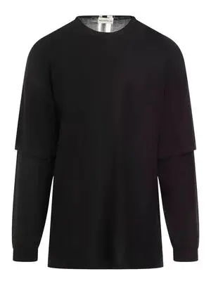 MORDECAI Double Layered Fine Knit Sweater - Black