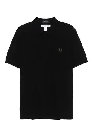 Comme Des Garçons X Fred Perry Slogan-print Polo Shirt - Black