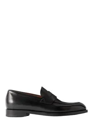 Zegna Classic Flex Glossed-leather Penny Loafers - Black