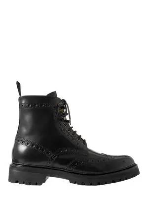 Grenson Fred Leather Brogue Boots - Black