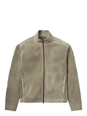 ZEGNA Beige Suede Biker Jacket