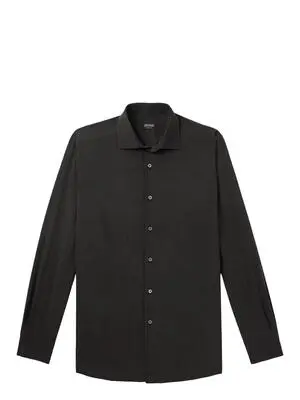 Zegna Garment-dyed Silk Shirt - Brown