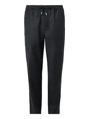 Mr P. James Slim-fit Wool-flannel Drawstring Suit Trousers - Gray