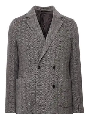 Officine Générale Leon Double-breasted Herringbone Cashmere Blazer - Brown
