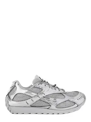 Bottega Veneta Orbit Metallic Rubber And Mesh Sneakers - Silver
