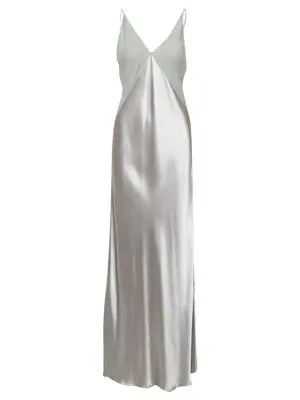 Alberta Ferretti Long Satin Dress - Grey
