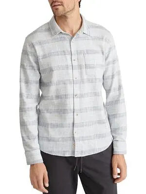 Marine Layer Cotton Stretch Stripe Regular Fit Button Down Selvage Shirt - Blue Baja