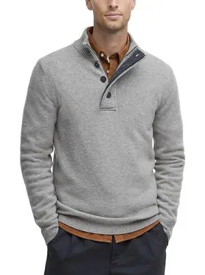 Barbour Elbow Patch Mock Neck Sweater - Stone