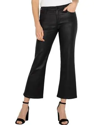 LIVERPOOL Hannah Coated Cropped Flare Leg Jeans - Coated Black