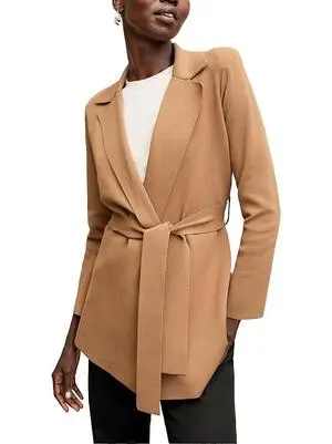 M.M.LAFLEUR Merritt Ribbed Jardigan Knit Blazer - Saddle