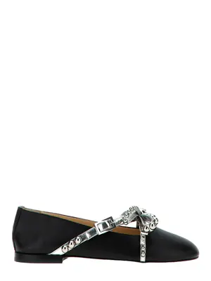 Mach & Mach Stud-embellished Leather Ballet Flats - Black