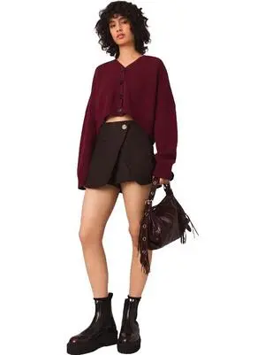 Maje Paneled Skort - Brown