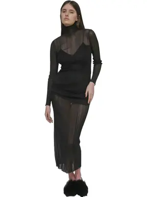 Rosetta Getty Rosetta Getty Sheer Plisse Turtleneck Black