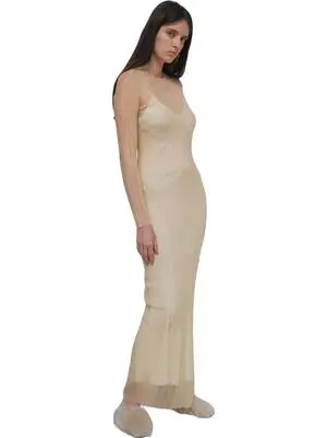 Rosetta Getty Sheer Plisse Long Sleeve Maxi Dress - White