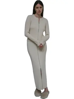 Rosetta Getty Zip-up Mercerized Wool Cashmere Cardigan - Neutral