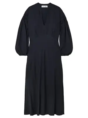 NET-A-PORTER FOR THE KING’S FOUNDATION Smocked Lenzing Ecovero, Enka And Wool-blend Midi Dress - Blue