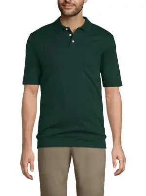 LANDS' END School Uniform Short Sleeve Banded Bottom Polo Shirt Evergreen