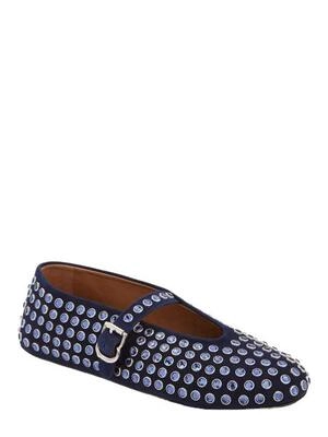 Alaïa Crystal Mary Jane Ballet Flat - Bleu Fonce