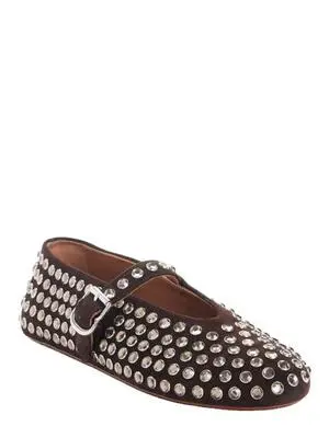 Alaïa Crystal Mary Jane Ballet Flat - Brun Fonce