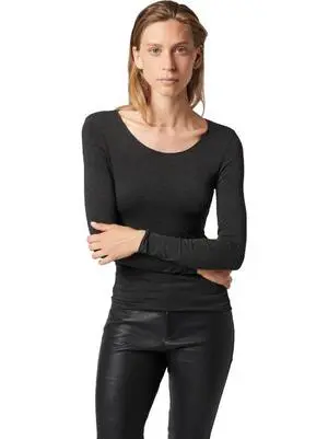 Majestic Filatures Soft Touch Long Sleeve Boatneck T-shirt - Anthracite