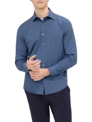 Bugatchi Jimmy Ooohcotton® Geo Print Button-up Shirt Navy