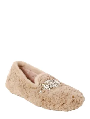 Free People Faux Fur Loafer Slipper - Parchment