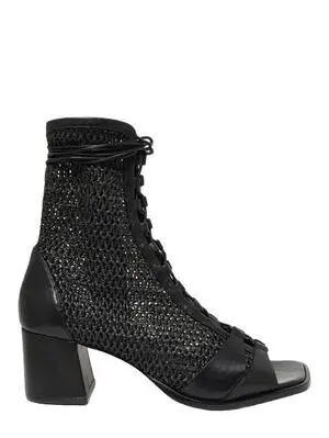 DANIELLA SHEVEL Frida Raffia Booties - Black