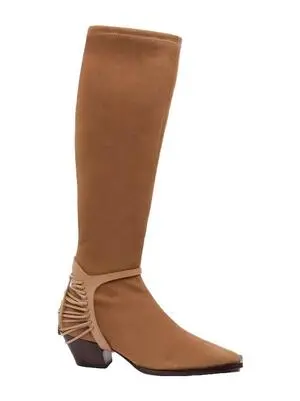 DANIELLA SHEVEL Cara Stretch Suede Boots - Brown