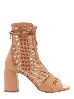 DANIELLA SHEVEL Romi Open Toe Mesh Booties Brown
