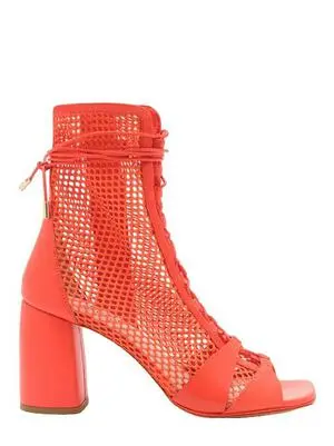 DANIELLA SHEVEL Romi Open Toe Lace Up Booties - Red