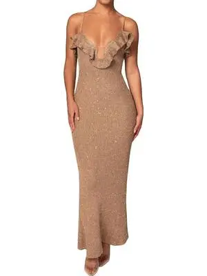 JLUXLABEL Midnight Sparkle Knit Maxi Dress - Gold