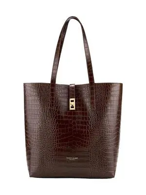TEDDY BLAKE Nina Croco 12 Tote Bag - Brown