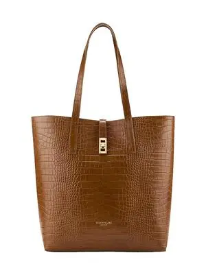 TEDDY BLAKE Nina Croco 12 Tote Bag - Camel