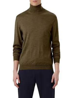 Bugatchi Sawyer Merino Wool Turtleneck Sweater - Khaki