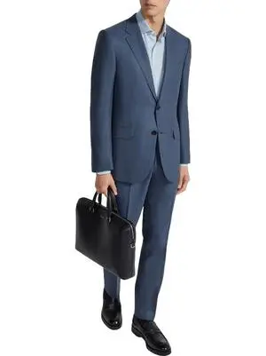 Zegna Centoventimilia Subtle Plaid Wool Suit - Steel Blue