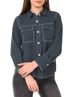 Vince Camuto Vince Camuto Topstitch Utility Shirt Forest Night