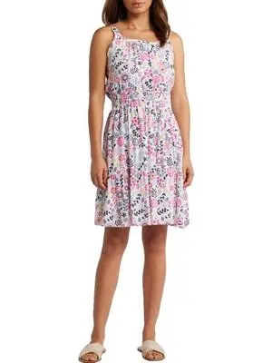 BEACHLUNCHLOUNGE Luella Ruched Waist Sundress - Bubble Gum