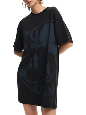 Desigual Mickey Mouse Cotton Graphic T-shirt Dress - Black