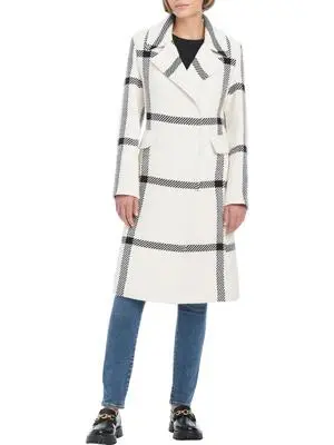 Vince Camuto Plaid Wool-blend Coat - Vanilla Plaid