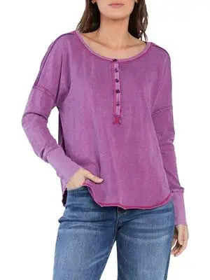 BILLY T Parker Cotton Henley - Berry