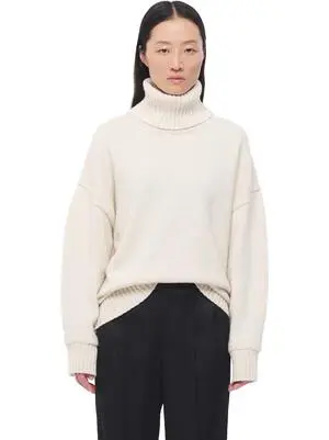 Another Tomorrow Oversized Luxe Turtleneck - Ivory