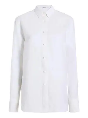 Another Tomorrow Linen Oversized Shirt - White