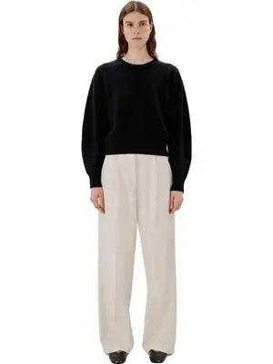Another Tomorrow Cashmere Knit Sweatshirt - Black